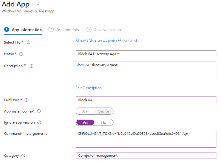 Deploying Block 64 Discovery Agent via InTune